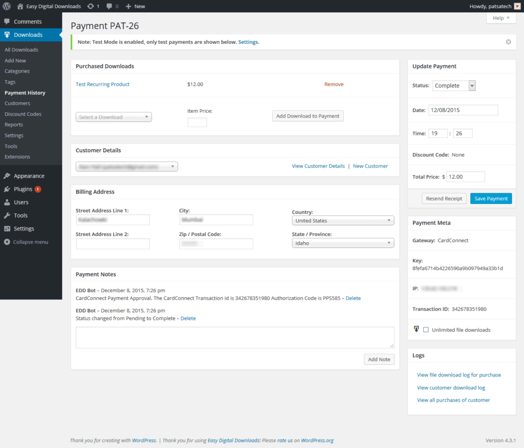 CardConnect API Gateway for Easy Digital Downloads – PatSaTECH