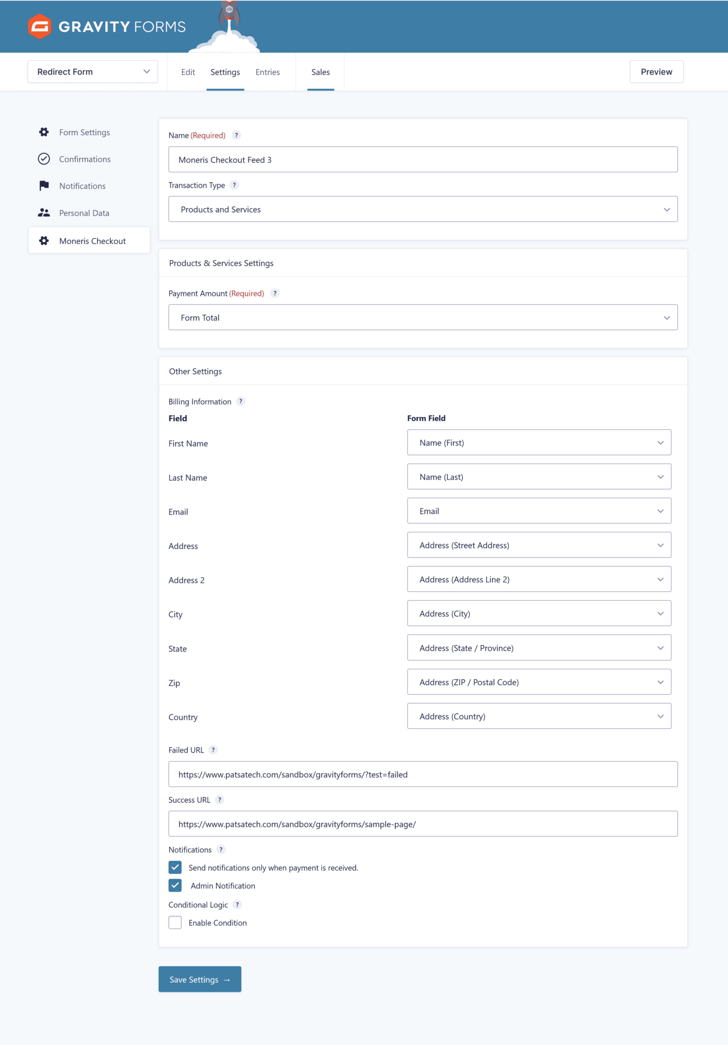 Moneris Checkout Gateway for Gravity Forms – PatSaTECH